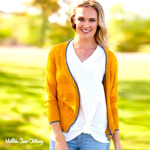 Matilda Jane | Sweaters | Womens Matilda Jane Yellow Cardigan With ...